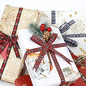 WELTOKE Gingham Ribbon, 3/8" x 36Yd Christmas Satin Ribbons for Christmas Gifts Wrapping Christmas Tree Decorations Hair Accessories Picnic School Home Decor