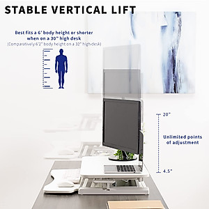 VIVO 32 inch Desk Converter, K Series, Height Adjustable Sit to Stand Riser, Dual Monitor and Laptop Workstation with Wide Keyboard Tray, White, DESK-V000KW