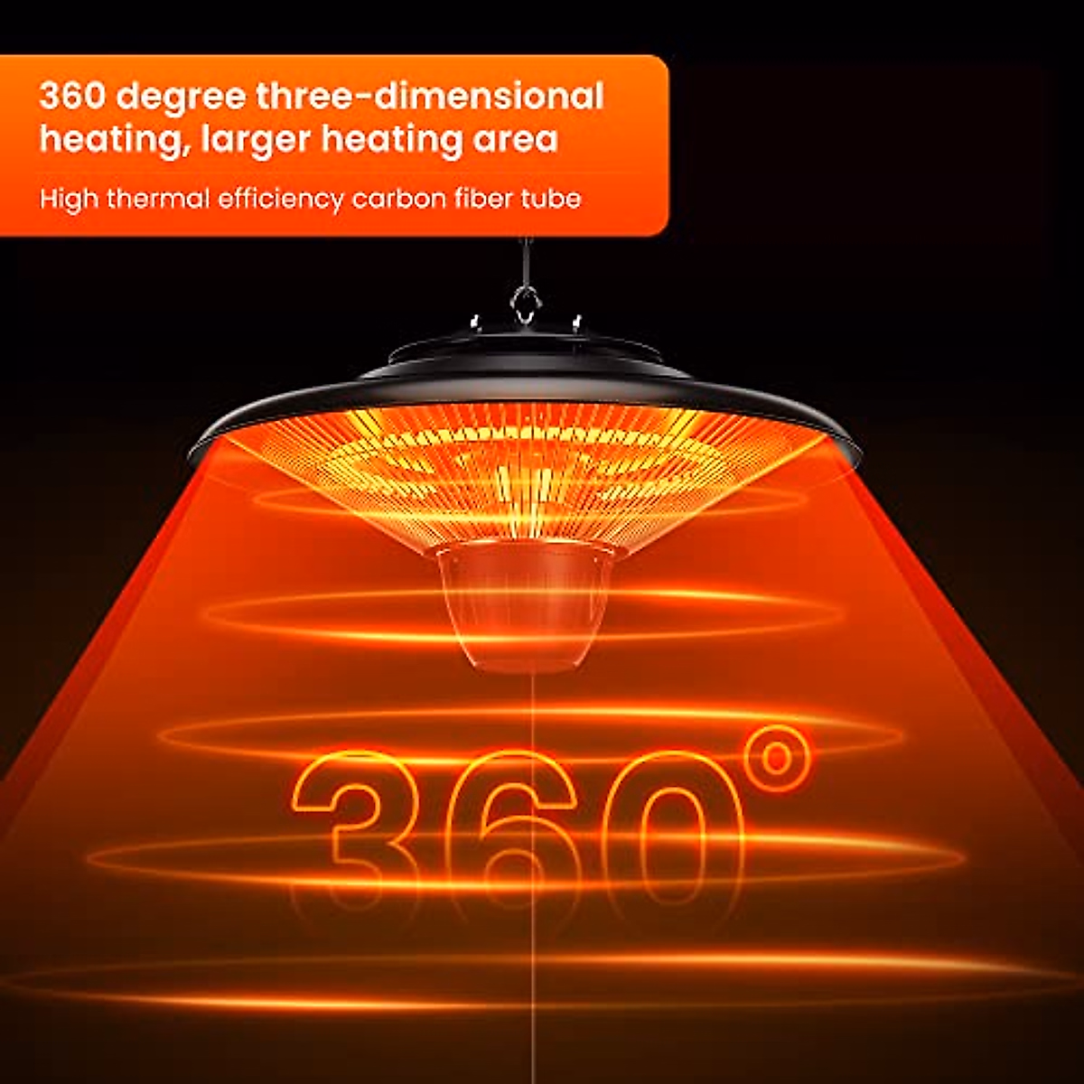 Danluke POWER 1500W Hanging Yard Heater，ceiling heater, courtyard electric heater, infrared heater, ceiling electric heater 3S Fast Heating, Great Room, Garage，Ceiling Mount