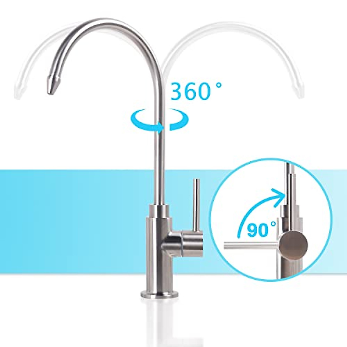W AWESTEEL Kitchen Bar Sink Filtered Drinking Water Faucet Tap Non-air Gap Reverse Osmosis Brushed Stainless Steel