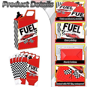 24PCS Race Car Fuel Can Treat Boxes Racing Birthday Party Supplies Black And White Checkered Flag Party Boxes Racing Popcorn Candy Cookie Container for Wedding Bridal Baby Shower Party Favor Decor
