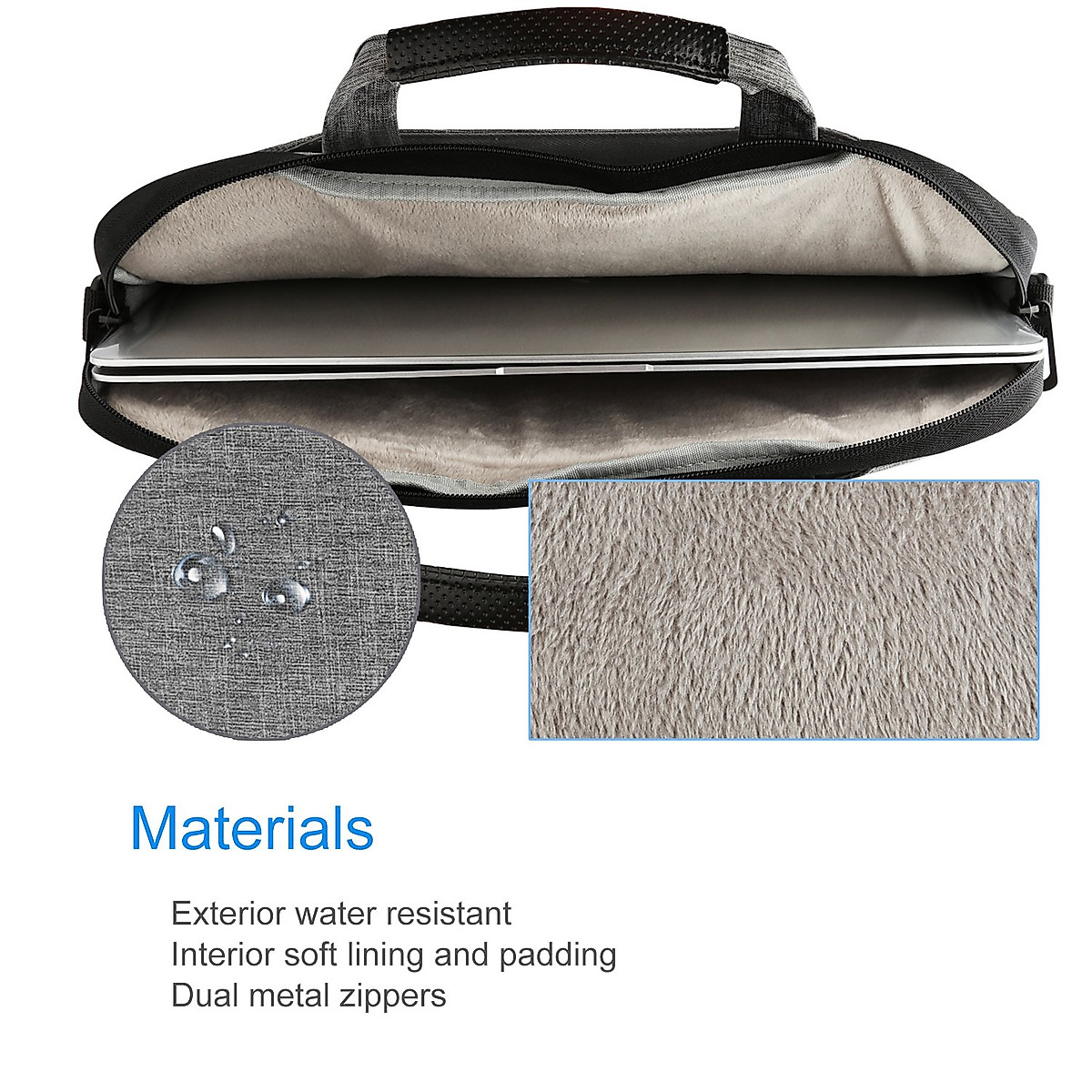 ProCase 14-15.6 Inch Laptop Bag Messenger Shoulder Bag Briefcase Sleeve Case for MacBook Pro 16" / Surface Book 3 15", 14 15 15.6 Inch Laptop Ultrabook Notebook MacBook Chromebook Computer –Grey