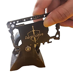 AegisSabre 50 in 1 Credit Card Sized Multitool Fits Wallet and bottle opener Minimalist Everyday Carry Tool Amazing gift for him Husband Dad Men Valentine Gift Idea for him | Silver Edition