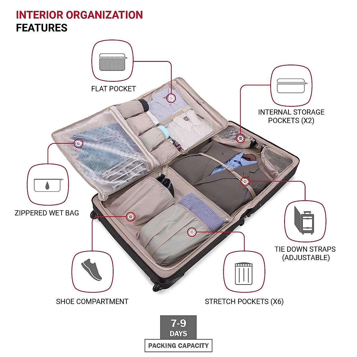 SwissGear 7895 Premium Rolling Garment Bag, Black, 24-Inch