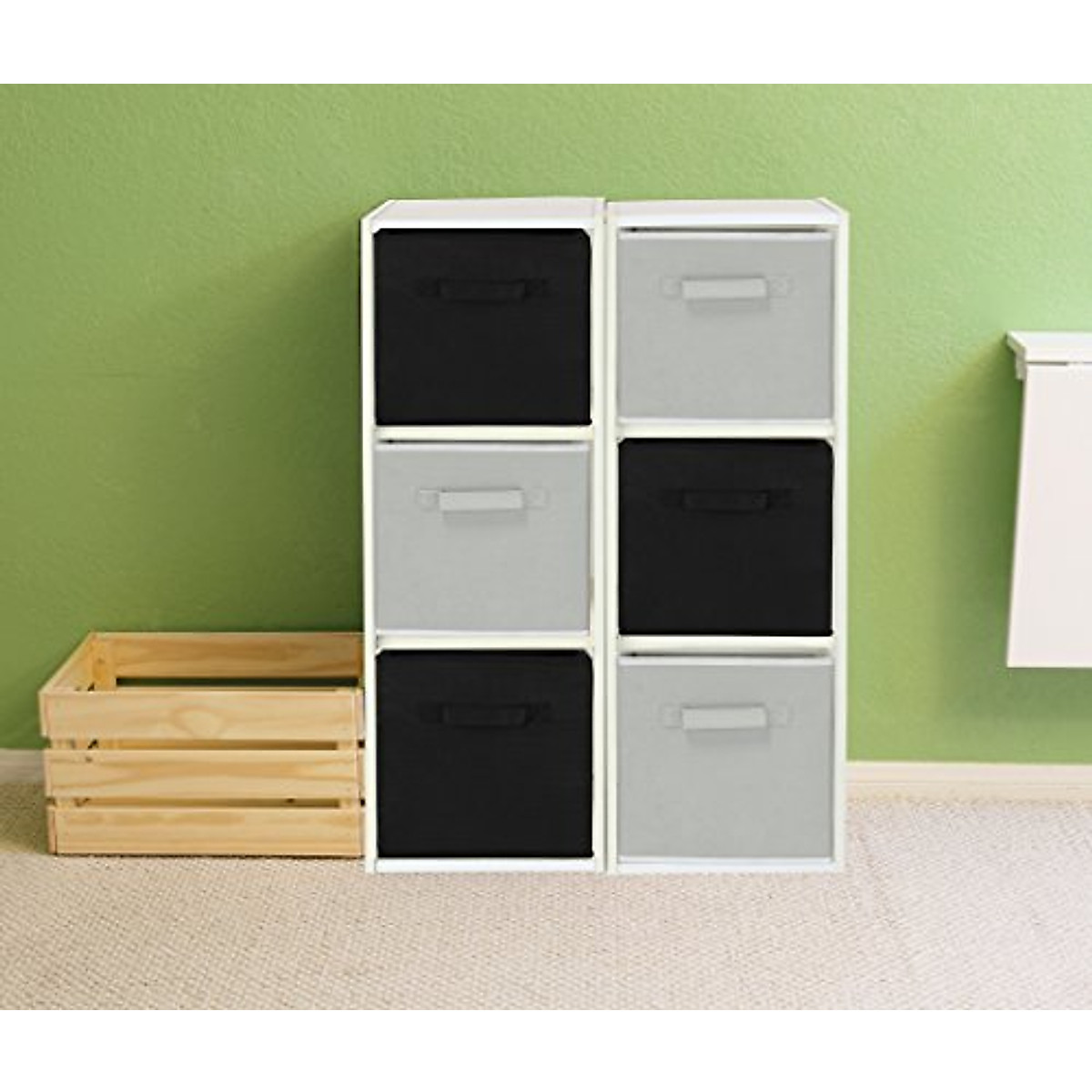 6 Pack - SimpleHouseware Foldable Cube Storage Bin, Black