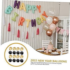 jojofuny 30pcs New Year's Day Latex Balloons Flag Banner Garland Metalic Balloons Number Ballons Christmas Balloon New Year Balloons Gold Confetti Balloons Cheers Pattern Balloon Arch