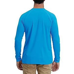 Men's Solid Color Long Sleeve Tee Cooling PerformanceT-Shirt (Blue,M)