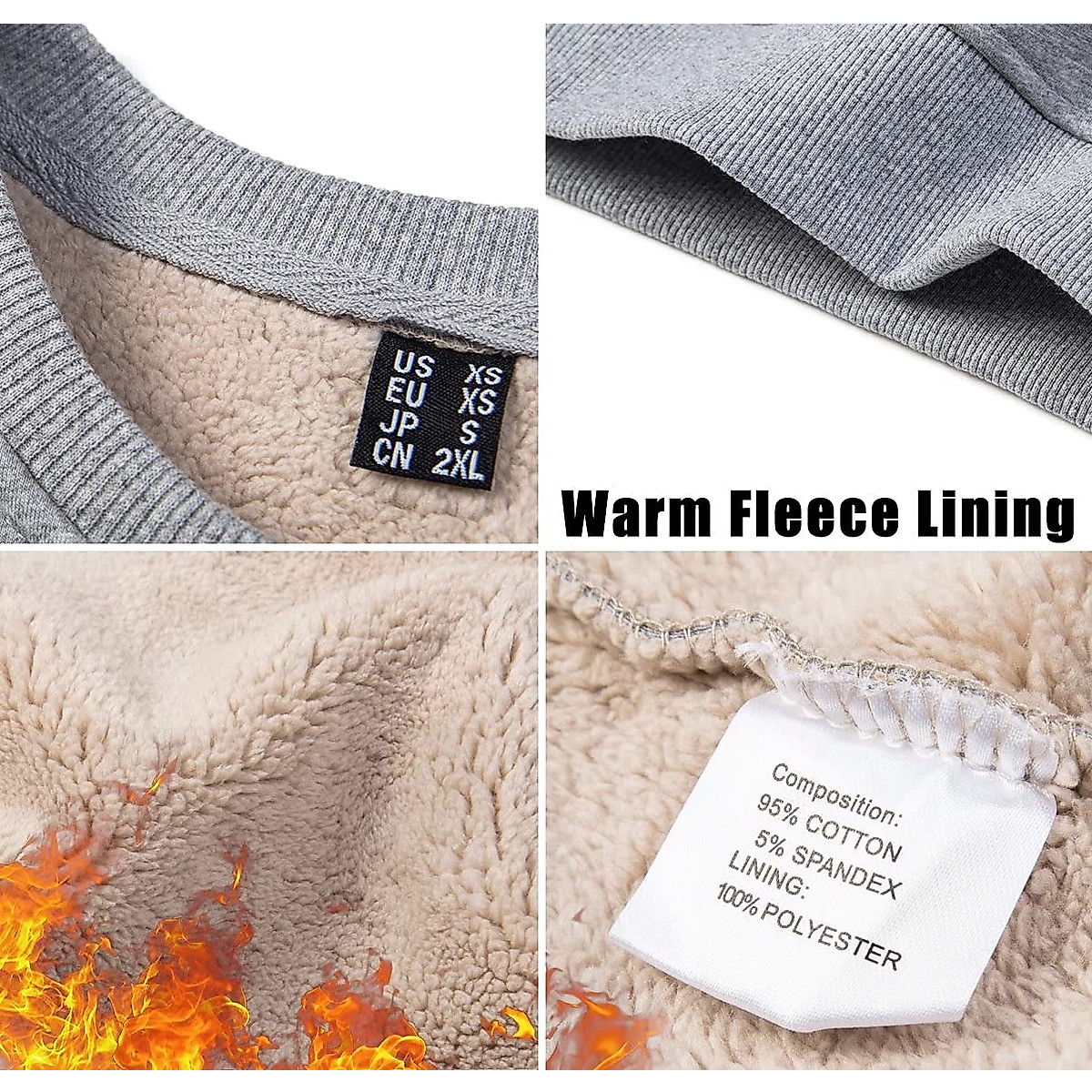 MAGCOMSEN Winter Sweatshirts For Men Crewneck Tops Thick Cotton Sweatshirts Sherpa Tops Sweatshirt Fleece Lining Casual Warm Sweatshirts Bomber Sweatshirts Pullover Orange