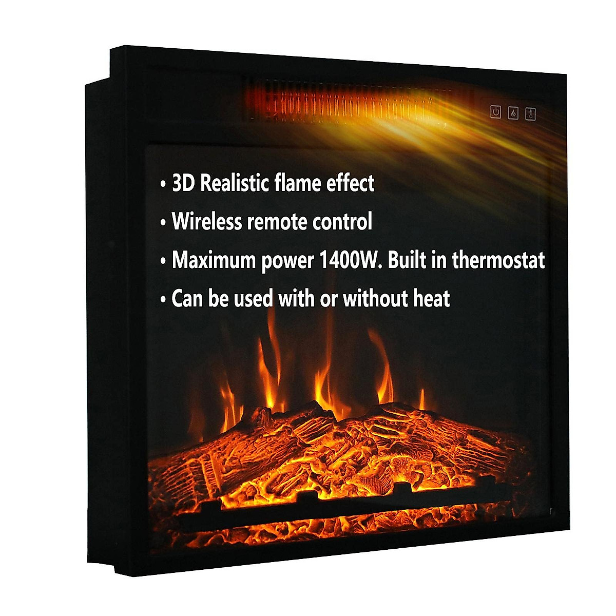 HOSEOKA 18" Electric Fireplace Insert, Electric Fireplace Heater for TV Stand Indoor Electric Stove with Remote Control, Adjustable Log Flame, 1400W(US in Stock)