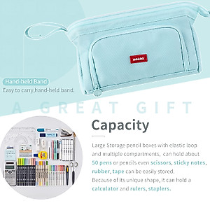 HVOMO Pencil Case Large Capacity Pencil Pouch Handheld Pen Bag Cosmetic Gift for Office School Teen Girl Boy Men Women Adult (Blue)