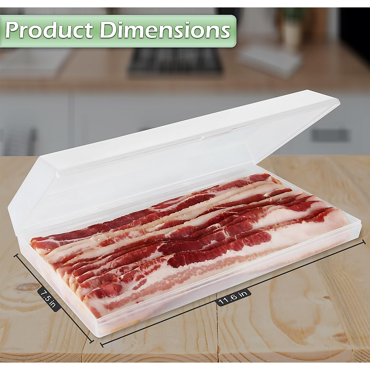 Home-X Bacon Saver, Plastic Bacon Container/Kitchen Meat Saver Storage Container