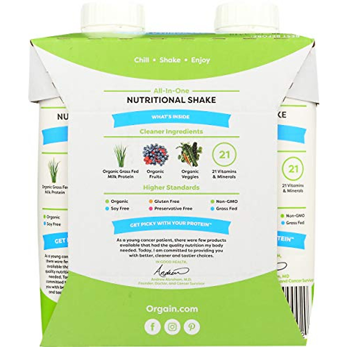 Orgain, Nutri Shake Sweet Vanilla Bean Organic, 11 Fl Oz, 4 Pack