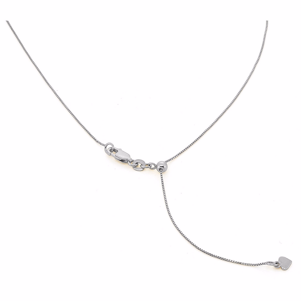 Central Diamond Center 22" Adjustable Box Chain Made in Italy, 1.00mm 10k White Gold