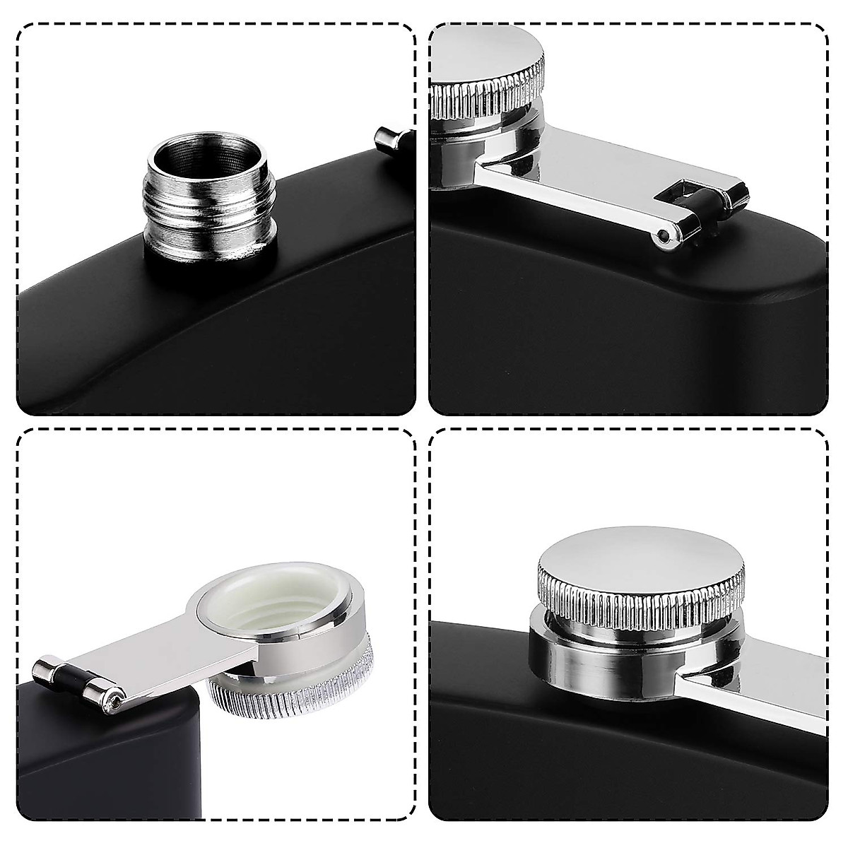 Elcoho 6 Sets 8 Ounce Stainless Steel Hip Flask Fluid-tight Flask Set with 6 Pieces Stainless Steel Shot Cups and Funnel