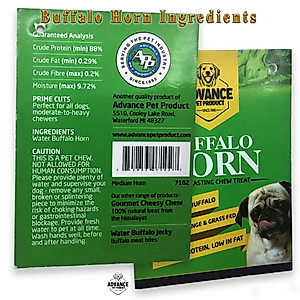 Buffalo Horn 2 Pack Medium Long Lasting 100% Natural Water Dog Chews (2 Pack Medium)