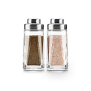 Glass Salt and Pepper Shakers Set - Aelga Salt Shaker with Stainless Steel Lid - Elegant Farmhouse Kitchen Decoration(2pcs)