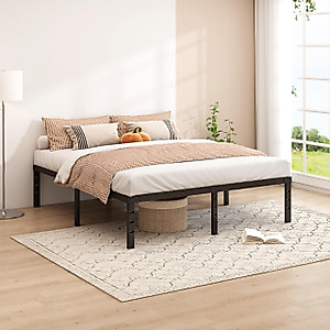 Kix Nox King Size Metal Bed Frame, 18" Heavy Duty, No Box Spring Needed, Under Bed Storage, Durable, Easy Assembly, Compatible with Headboard/Footboard, 5-Year Warranty