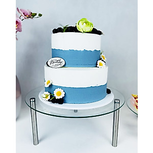 FESTLOVE 3 Pcs Round Tempered Glass Cake Stands Set 8 10 13 Inch Cupcake Display Stand Plate for Dessert Table Serving Platter