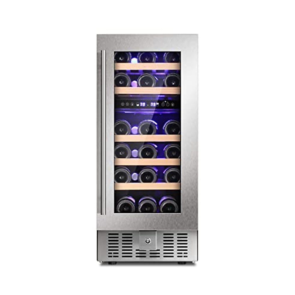 Joy Pebble Wine Cooler 28 Bottle Dual Zone Built-in Wine Cellar with Stainless Steel & Double-Layer Tempered Glass Door and Temperature Memory Function