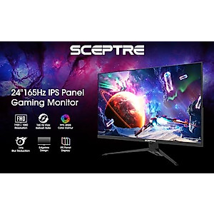 Sceptre IPS 24” Gaming Monitor 165Hz 144Hz Full HD (1920 x 1080) FreeSync Eye Care FPS RTS DisplayPort HDMI Build-in Speakers, Machine Black 2020 (E248B-FPT168),IPS 24" 165Hz