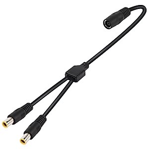 GINTOOYUN DC7909 Y Splitter Adapter Cable 14AWG DC 8mm 1 Female to 2 Male Power Cord for Portable Power Station, Solar Panel, Solar Power Bank,etc(60CM 2FT) Black