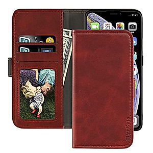 Case for Oppo Realme 7 Pro, Magnetic PU Leather Wallet-Style Business Phone Case,Fashion Flip Case with Card Slot and Kickstand for Oppo Realme 7 Pro Sun Kissed Leather 6.4 inches-Red