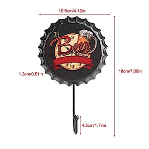 Duokon Metal Bottle Cap Sign Hook, Wall Sign Pub Club Bar Coffee Restaurant Decor Decorative Wall Hooks for Pub Club Clothing Store Restaurant(Style T)