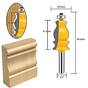 TAIWAIN 1/4 Inch Shank Router Bits, Architectural Cabinet Woodwork Milling Trimming Groving Cutter, Wood Miter Carbide CNC Cutting Tool for Doors&Tables Shelves DIY Woodwork(F-Line)