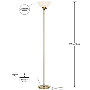 Brightech Sky Dome Dimmable LED Floor Lamp, Torchiere Floor Lamp for Living Rooms & Offices – Tall Standing Lamp for Reading & Hobbies – Brass/Gold