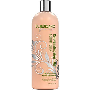 LuxeOrganix Moroccan Argan Oil Conditioner - SLS Sulfate Free, Keratin & Color Safe - Solon Grade Moisturizing Anti-Frizz Formula (16 oz Single Conditioner)