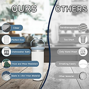 Plastic Straws for Stanley Iceflow 30oz Tumbler,6 Pack Replacement Clear Straws with 2 PCS Straw Cleaner Brush, Reusable Straw for Stanley 30 oz Iceflow Flip Cup (Clear, for Stanley Iceflow 30oz)