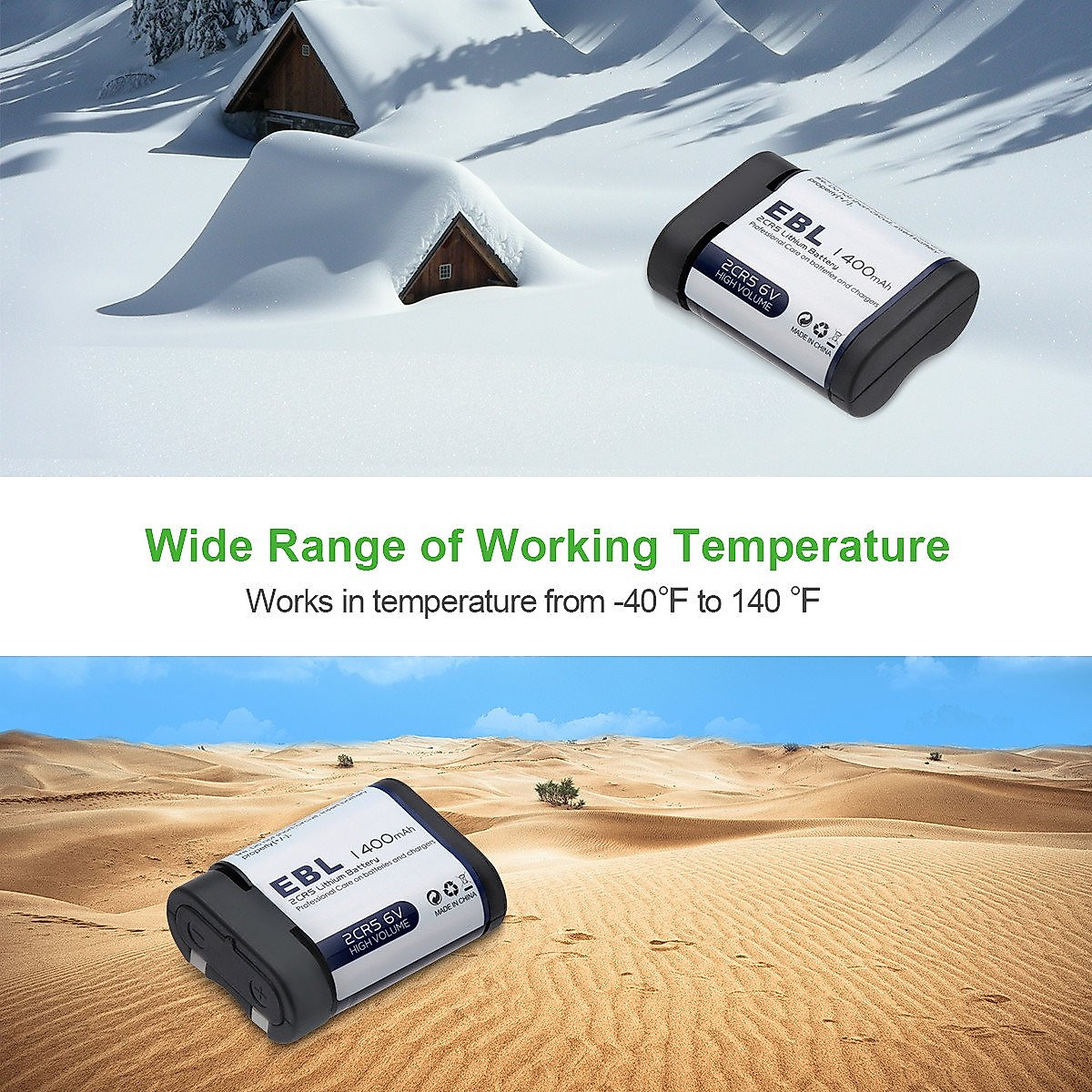 EBL 2CR5 Lithium Batteries, 6 Volt Photo Battery with PTC Protection Replacement for 245 DL245 EL2CR5 Kl2CR5