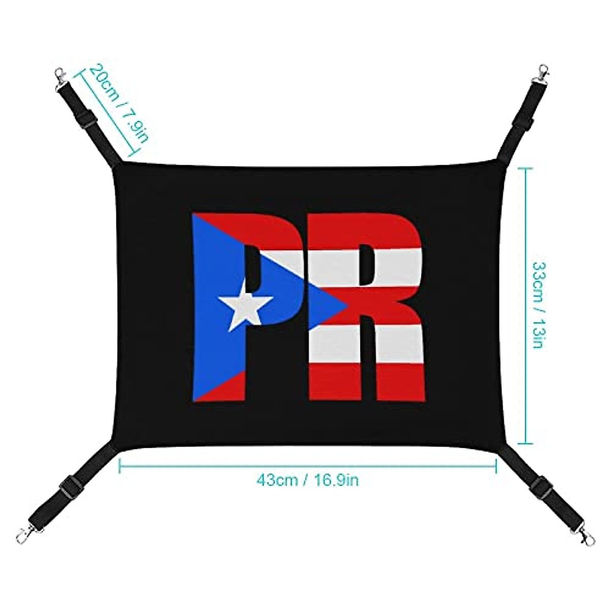 Puerto Rican Flag Pet Hammock Comfortable Adjustable Hanging Bed for Small Animals Dogs Cats Hamster