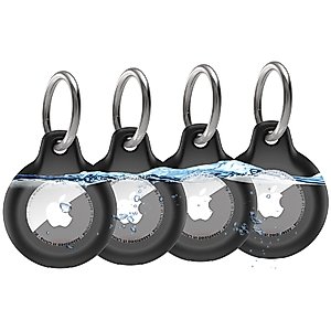 SEVROK IPX8 Waterproof AirTag Holder Keychain Case, Apple Air Tag Accessories, Solid Full-Body Protection Anit-Sratch Clear Shell, Works with Keychain, Bags, Dog Collar, Luggage and More, 4 Pack