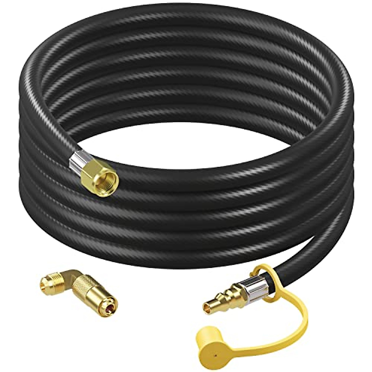 Generep 12Ft RV Quick Connect Propane Hose with Elbow Adapter Convertion Fitting, for Blackstone 17" & 22" Griddle1/4 Quick Plug