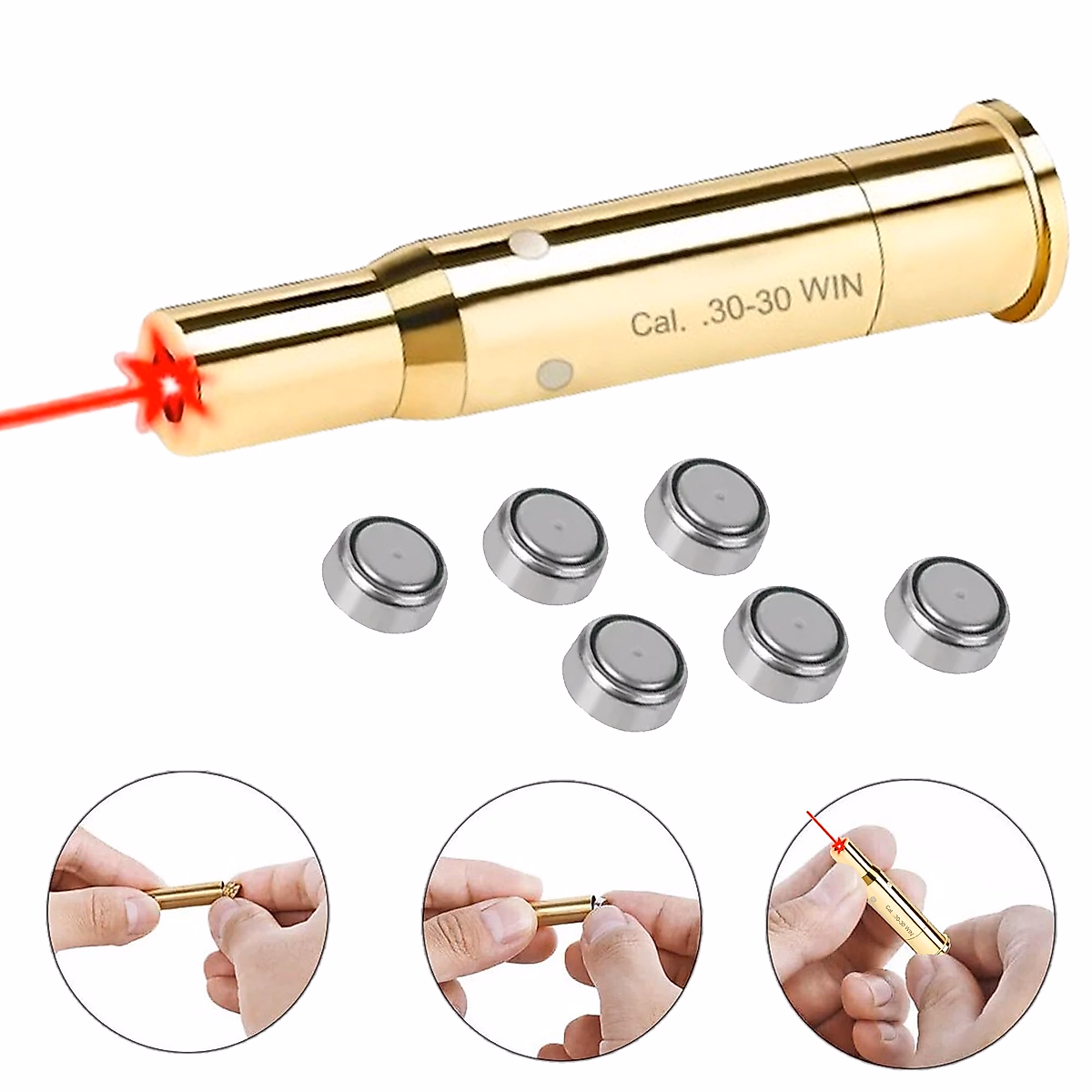 GOTICAL Red Dot 30-30 Win Laser Bore Sighter Boresight Hunting Tool 3030 Cartridge Bore Sight Red Laser