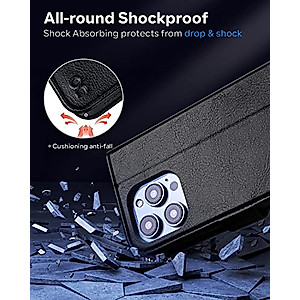 OCASE Compatible with iPhone 14 Pro Wallet Case, PU Leather Flip Case with Card Holders RFID Blocking Stand [Shockproof TPU Inner Shell] Phone Cover 6.1 Inch 2022 (Black)