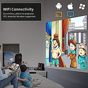 Mini Portable Projector WiFi Bluetooth 5500Lumen HD Smart TV Projector 200" Display,HDMI Audio USB Android Os Wxga Projectors Artwork Backyard Garden Movie Theater