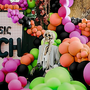 Halloween Balloon Arch Kit, 120pcs Halloween Balloon Garland Kit Pink Green and Orange Balloons for Halloween Party Decorations