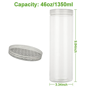 FVIEXE 8PCS 46OZ/1360ml Plastic Jars with Lids, Large Plastic Jar Clear Plastic Candy Jars for Candy Buffet, Plastic Storage Jars with Lids Empty Round Candy Containers Set for Dry Food and More