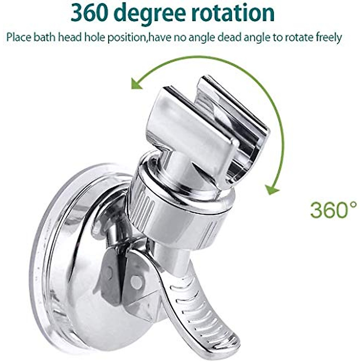 Zeta® Adjustable Attachable Rotatable Bathroom ABS Handheld Showerhead Bracket Wall Mount Holder with Suction Cup, Polished Chrome