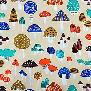 Mushroom Fabric Fat Quarters for Quilting,Cotton Printed Food Pattern Fabric Bundles 18x22,Botanical Woodland Theme SZRUIZFZ (6pcs)