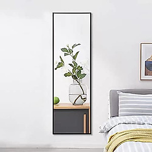 FLYMUHJIA Wall Mirror Full Length Full Body, Floor, Standing Mirror with Aluminum Alloy Thin Frame for Bedroom Living Room, 59” X16” Black