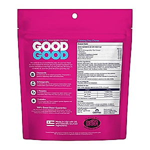GoodGood Calming Dog Supplements; Helps Manage Stress and Nervousness; Chewable Soft Treats with Ashwagandha, Chamomile, L-Theanine; Probiotics; 90 Natural Flavor Chews