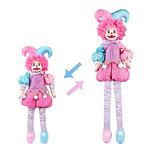 GARUNK 37.4" Pink Plush Clown Doll with Retractable Arms & Legs, Cute Baby Girl Birthday Gift