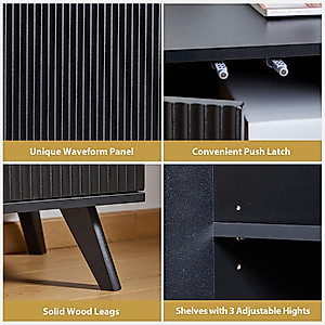 AFFEIVUL Black Accent Buffet Cabinet with Adjustable Shelves, Freestanding Sideboard with Double Doors for Hallway Entryway Living Room