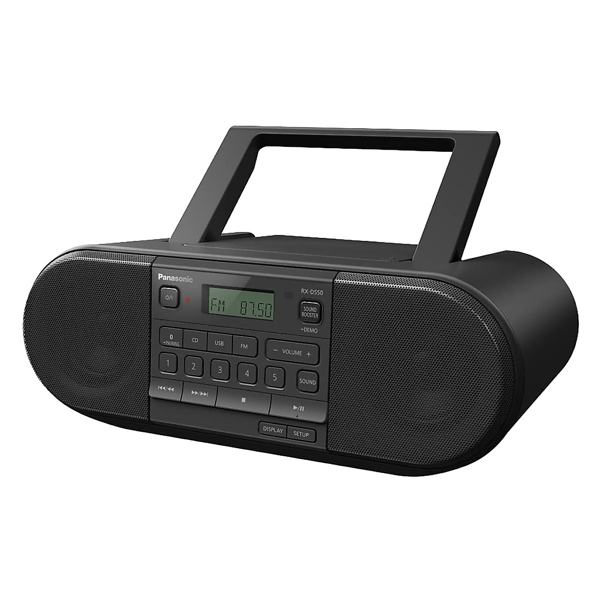 Panasonic RX-D550 Boombox - High Power Portable Stereo AM/FM Radio, Bluetooth, CD, with USB 110-240 Volt (Black)