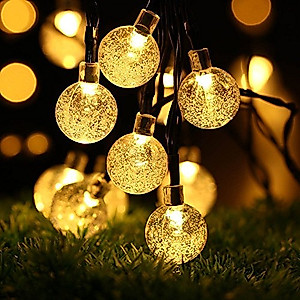 ECOWHO Solar String Lights Outdoor with 8 Modes and Memory Function, 25ft 40 LED Waterproof Solar Patio Globe String Lights for Garden Patio Wedding Party Holiday (Warm White )