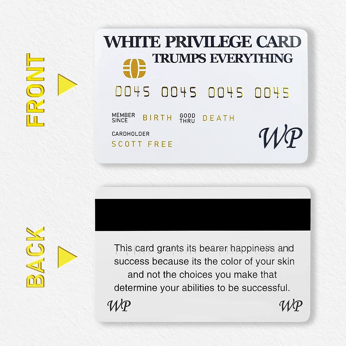 10Pcs White Privilege Cards Trumps Everything Joke Funny Card Inspirational Cards