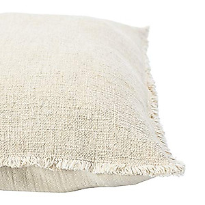 Creative Co-Op Linen Blend Lumbar Frayed Edges, Natural Pillow